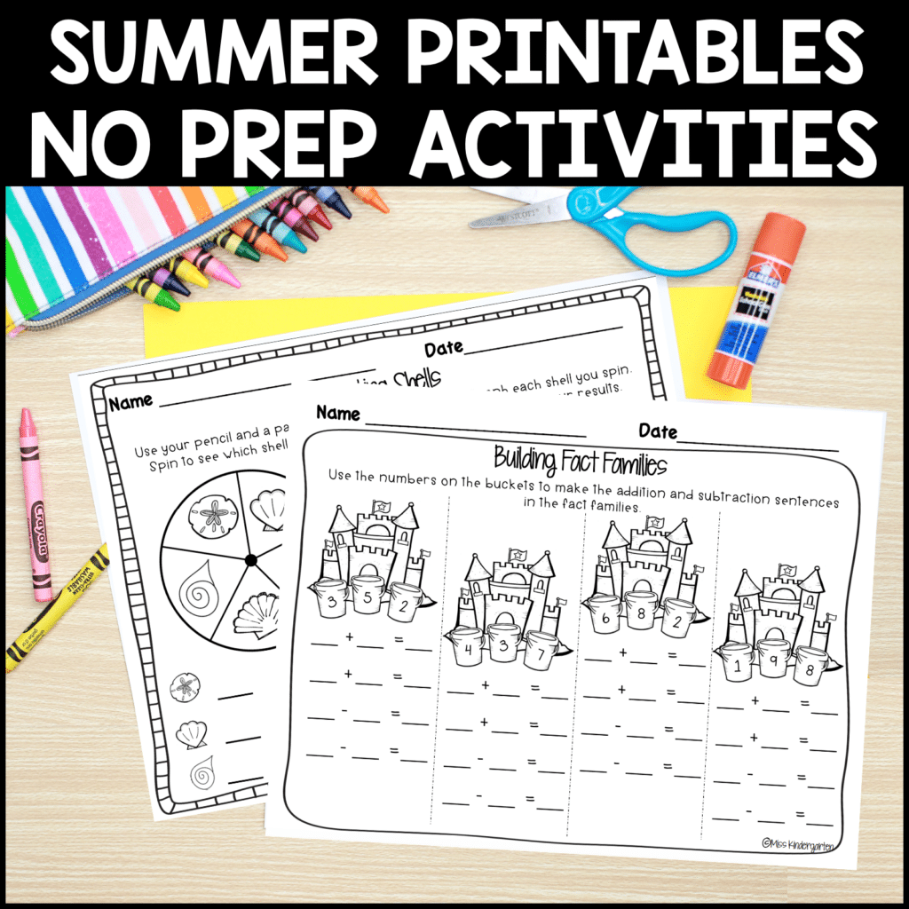 Kindergarten Summer and End of the Year Review No Prep Printables ...