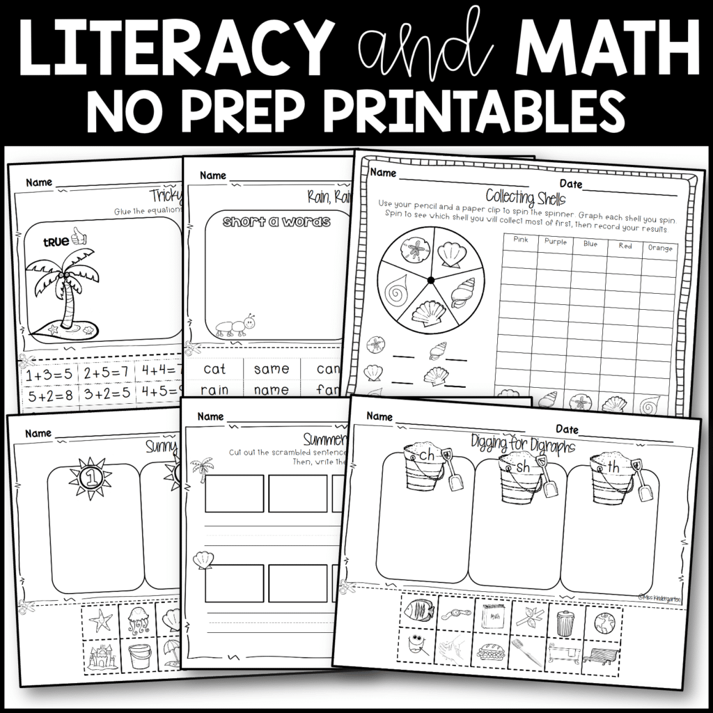 Kindergarten Summer and End of the Year Review No Prep Printables ...