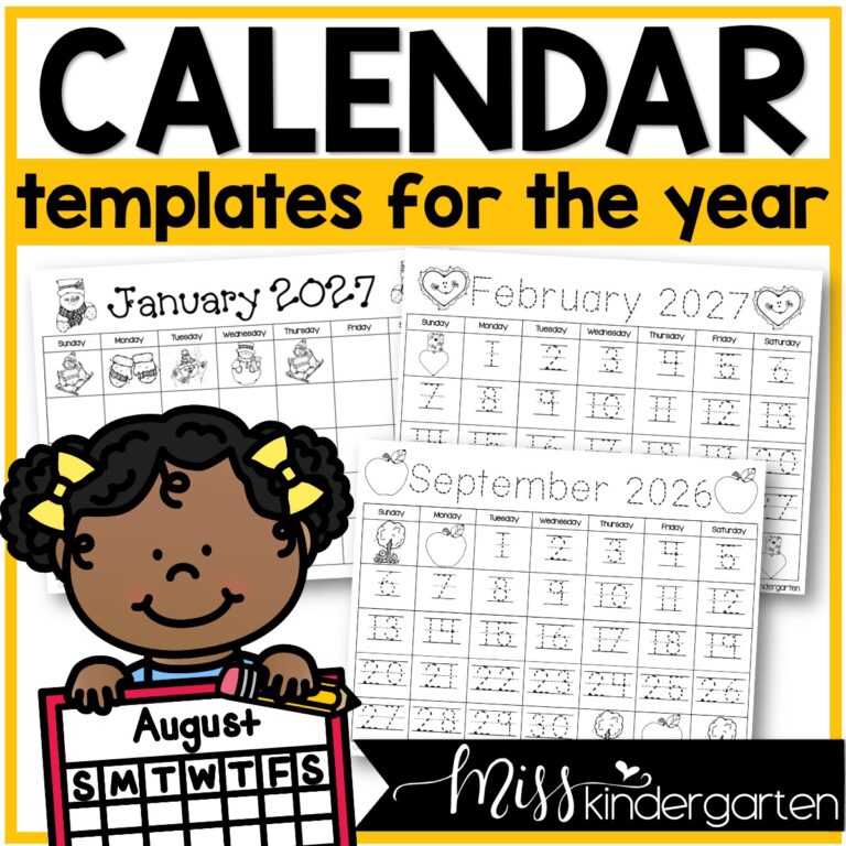 Calendar Worksheets Kindergarten Editable Monthly Templates Blank and ...