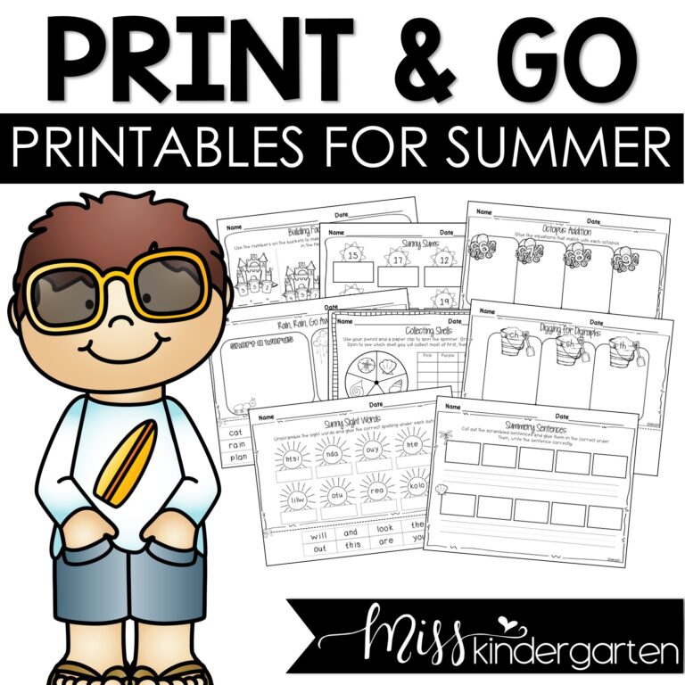 Kindergarten Summer and End of the Year Review No Prep Printables ...