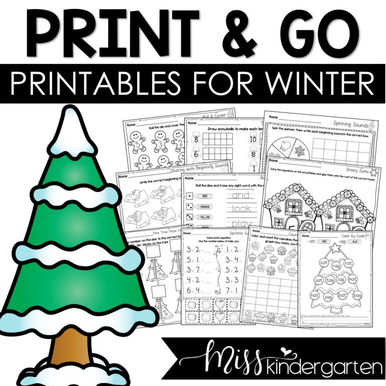 Winter Activities Print and Go Printables for Winter - Miss Kindergarten