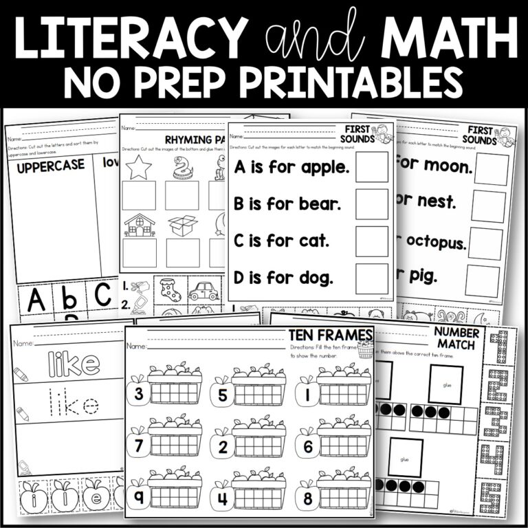 September Math and Literacy No Prep Printables for Kindergarten - Miss ...