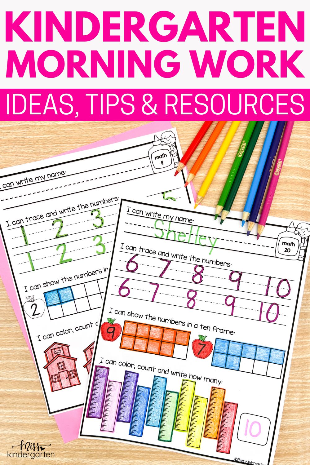 Kindergarten Morning Work for the Whole Year - Miss Kindergarten