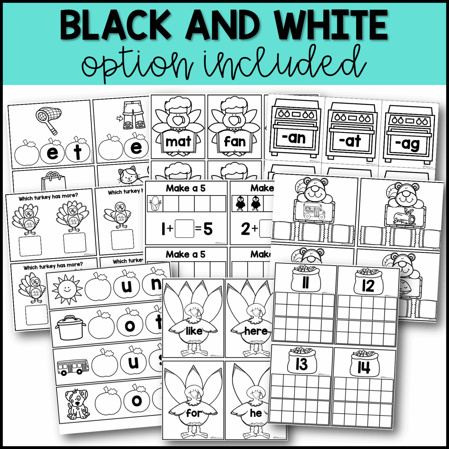 November Low Prep Kindergarten Centers Math and Literacy Centers - Miss ...