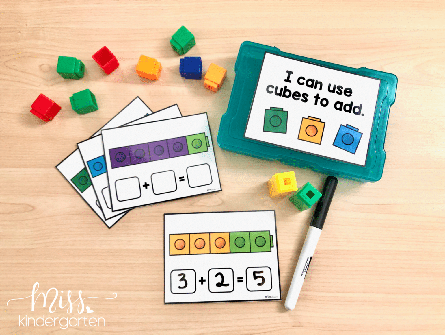 Addition Task Cards for Kindergarten Math Practice - Miss Kindergarten