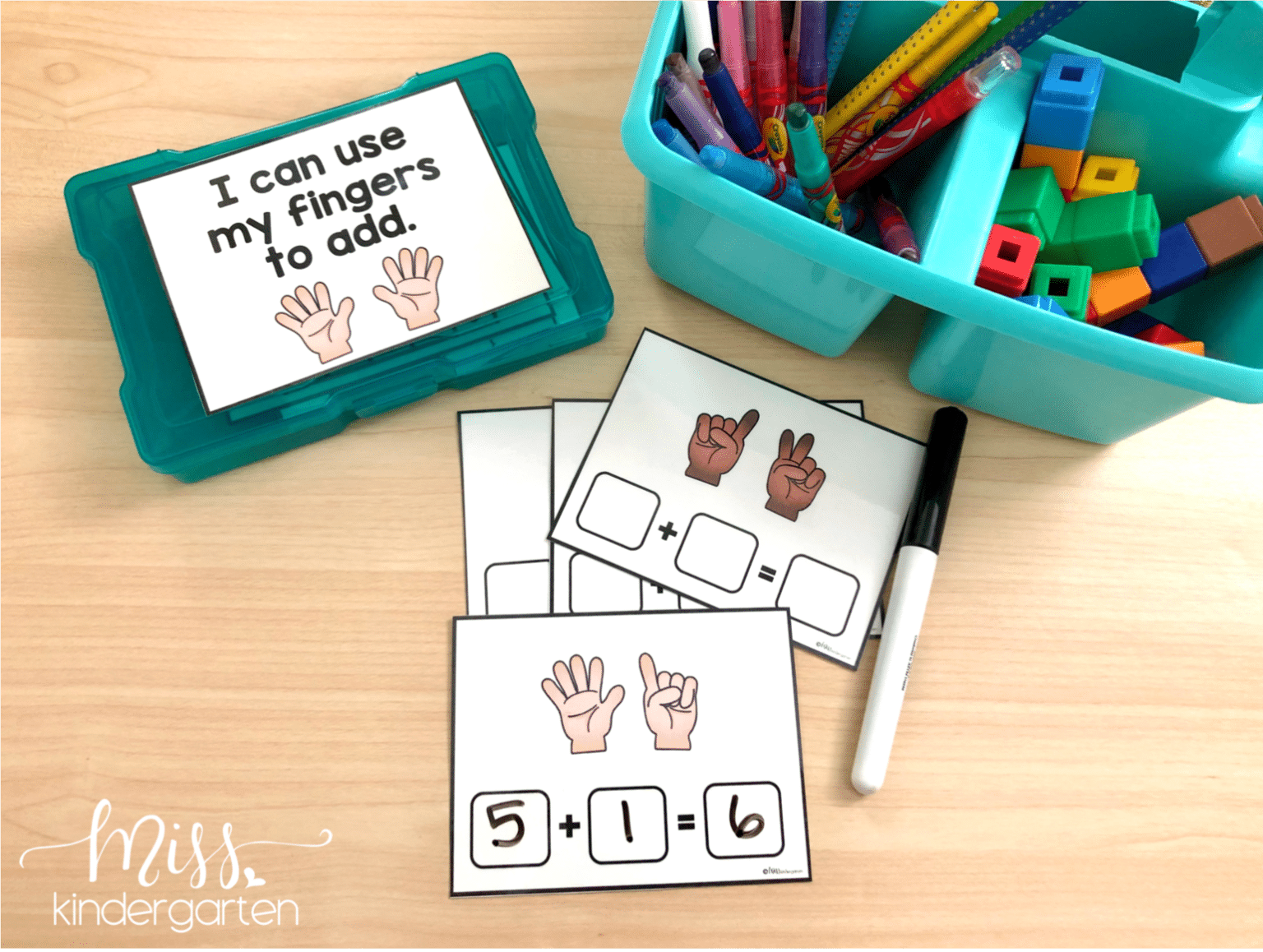 Addition Task Cards for Kindergarten Math Practice - Miss Kindergarten
