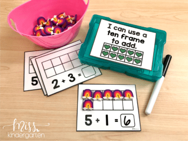 Addition Task Cards for Kindergarten Math Practice - Miss Kindergarten