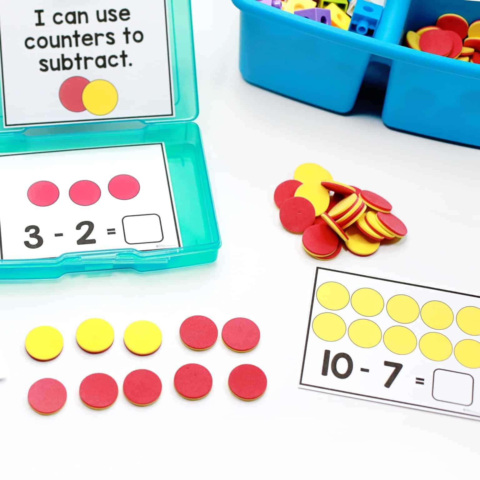 How to Use Subtraction Task Cards in Kindergarten - Miss Kindergarten