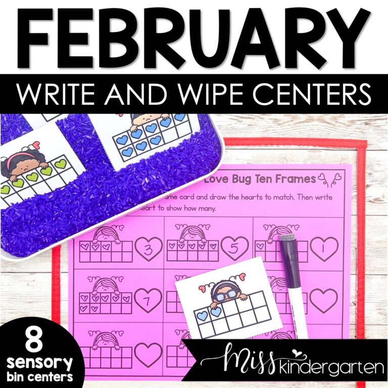 February Kindergarten Centers Write and Wipe Activities & Sensory Bins ...