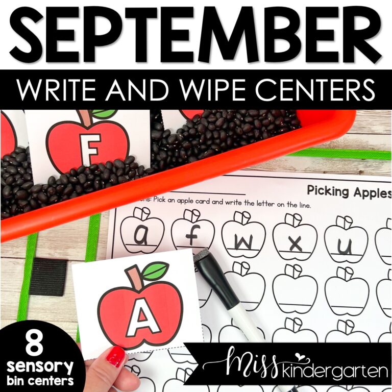 September Kindergarten Centers Write and Wipe Activities & Sensory Bins ...