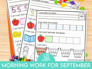 Kindergarten Morning Work for September - Miss Kindergarten