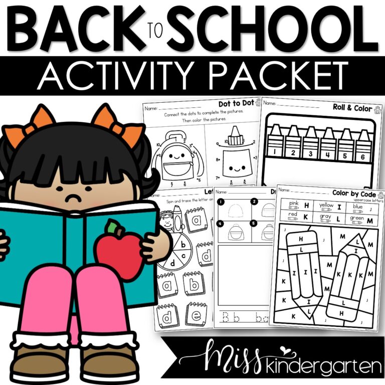 Back to School Activity Packet Kindergarten Early Finishers Activities ...