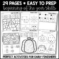 Fall Activity Packet Early Finisher Kindergarten Activities for October ...