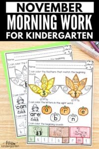 November Morning Work for Kindergarten - Miss Kindergarten