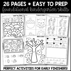 November Activity Packet Early Finisher Kindergarten Activities ...