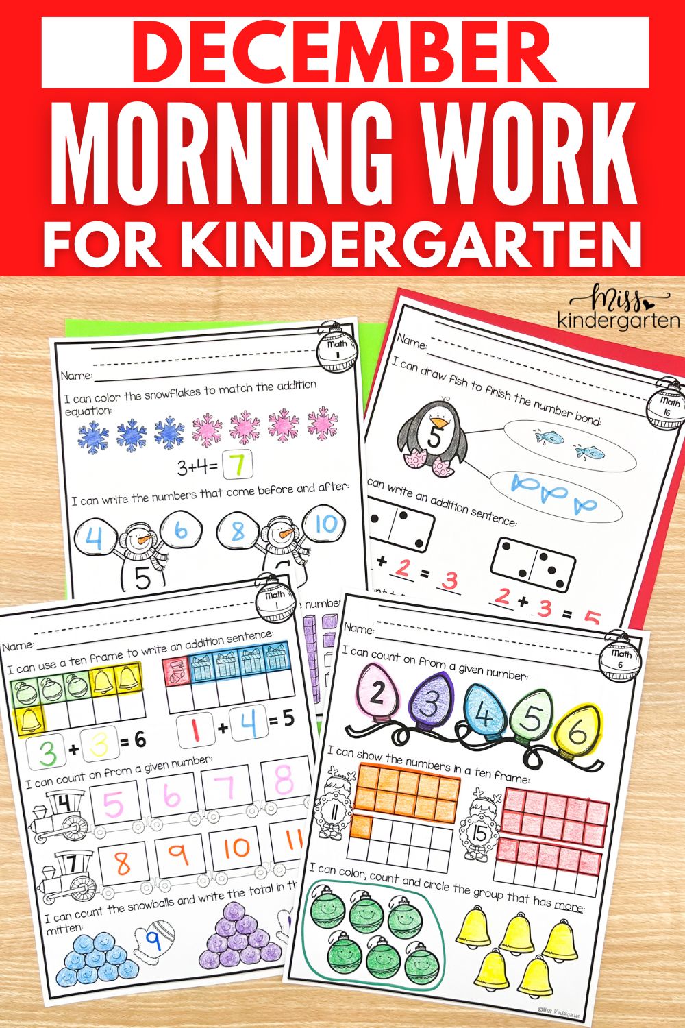 December Morning Work for Kindergarten - Miss Kindergarten
