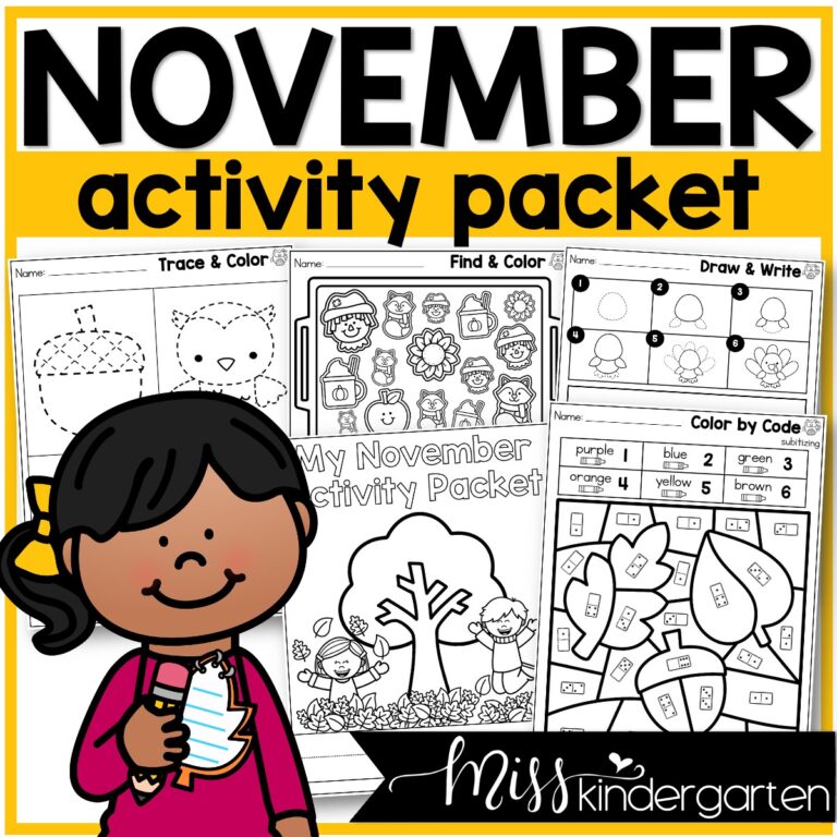 November Activity Packet Early Finisher Kindergarten Activities ...