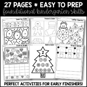 December Activity Packet Kindergarten Christmas Activities Early ...
