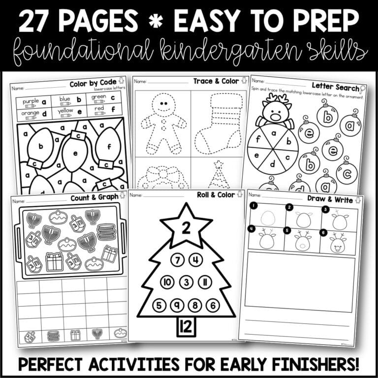 December Activity Packet Kindergarten Christmas Activities Early ...