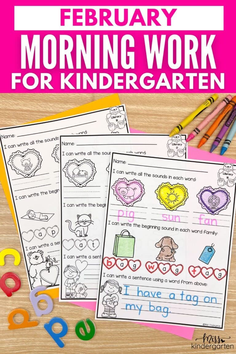 February Morning Work for Kindergarten - Miss Kindergarten