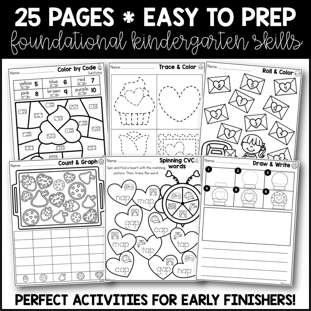 February Activity Packet Kindergarten Valentine's Day Activities for ...
