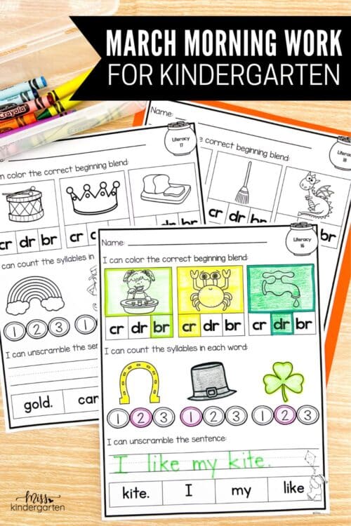 March Morning Work for Kindergarten - Miss Kindergarten