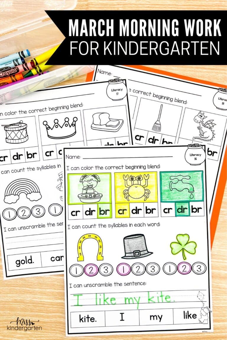 March Morning Work for Kindergarten - Miss Kindergarten