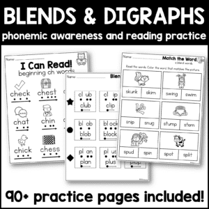 Short Vowel Blends and Digraphs Worksheets and Activities Kindergarten ...