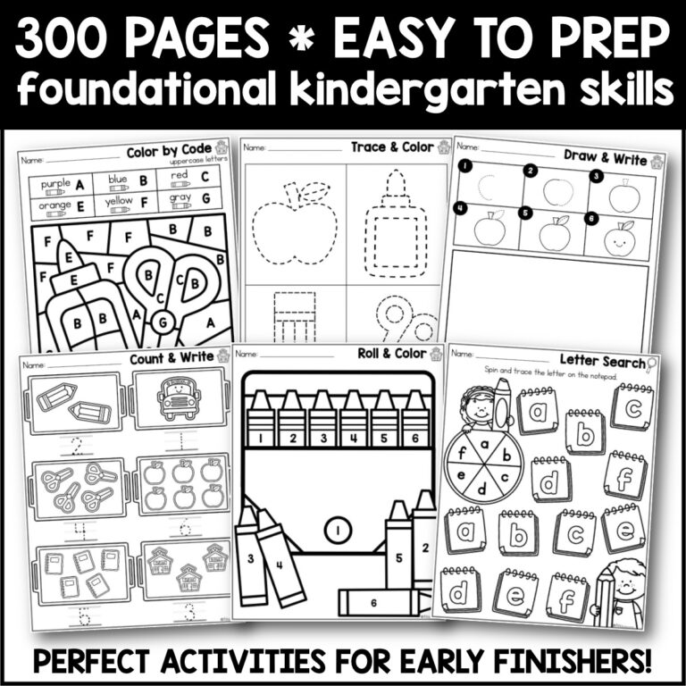 Kindergarten Activity Packet Early Finishers Activities Yearlong Bundle ...