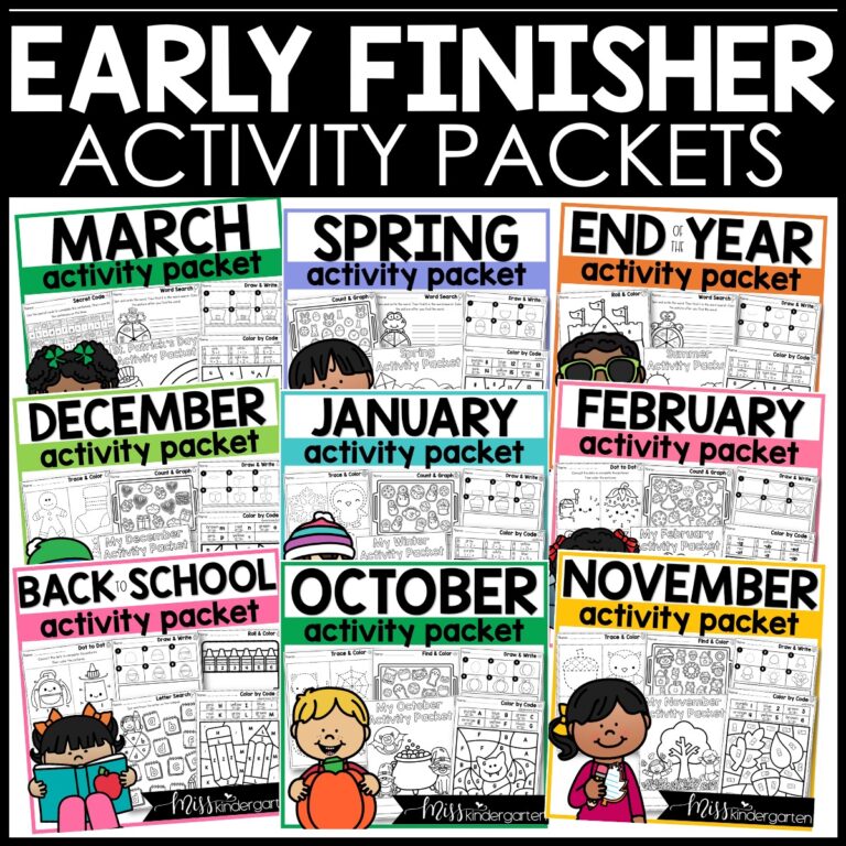 Kindergarten Activity Packet Early Finishers Activities Yearlong Bundle ...