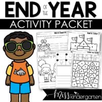 End of the Year Activity Packet for Early Finishers - Miss Kindergarten