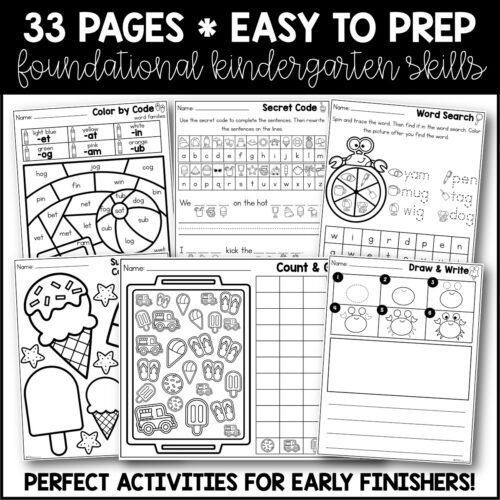 End of the Year Activity Packet for Early Finishers - Miss Kindergarten