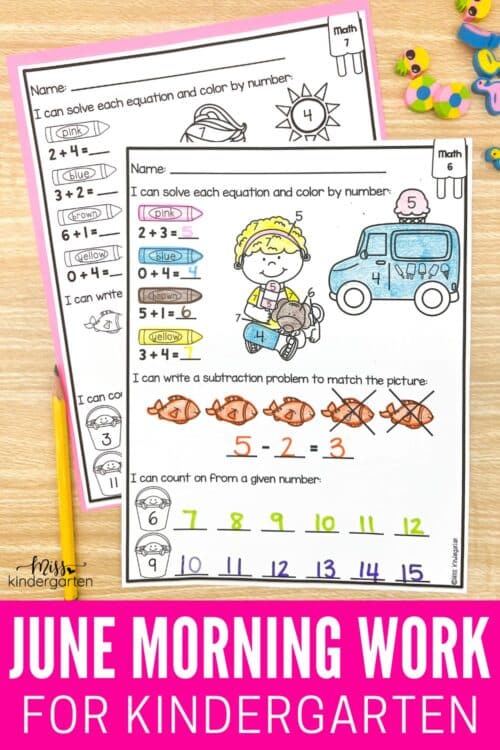 June Morning Work for Kindergarten - Miss Kindergarten