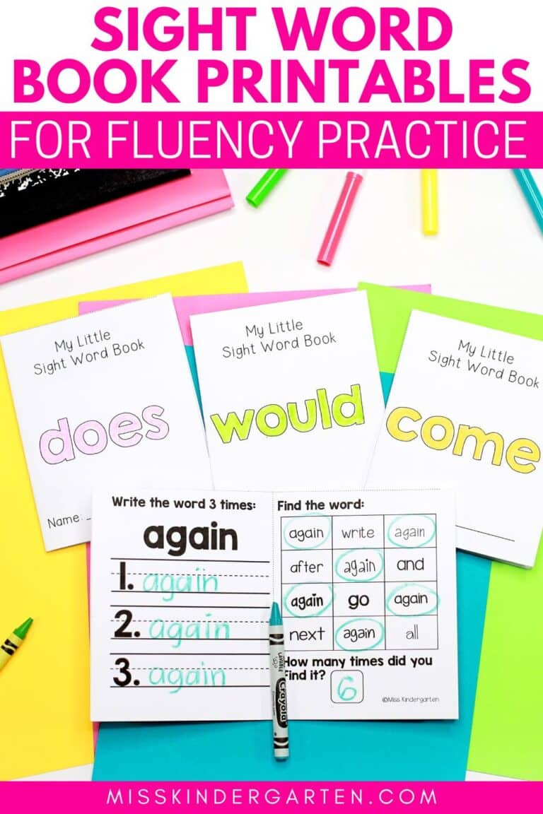Sight Word Book Printables for Fluency Practice - Miss Kindergarten