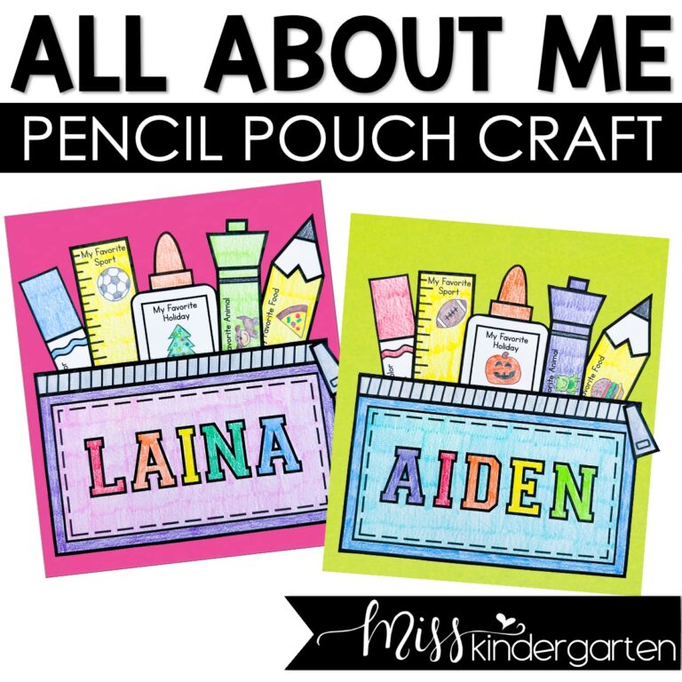 All About Me Pencil Pouch Craft for Back to School - Miss Kindergarten