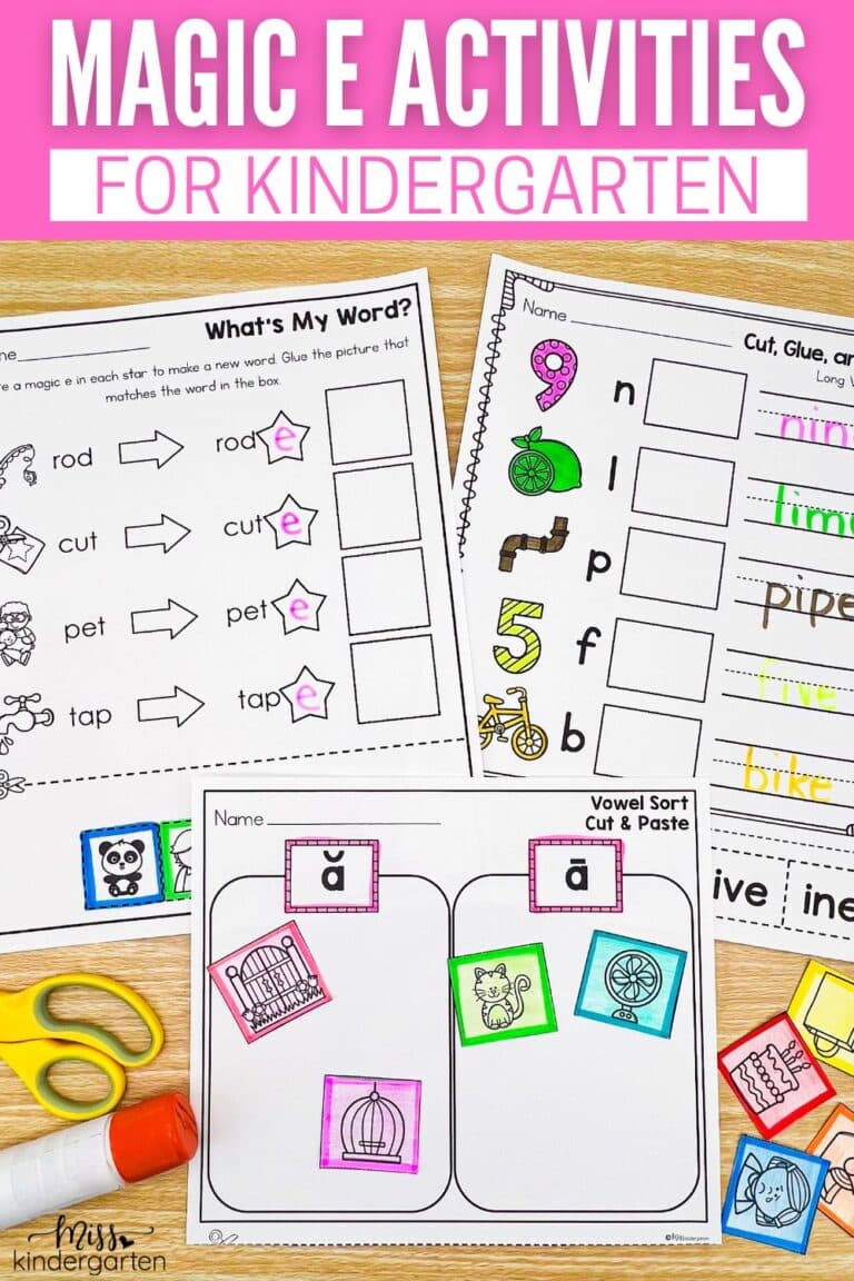 Magic E Activities for Kindergarten - Miss Kindergarten