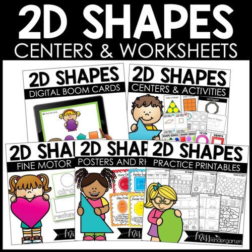 2D Shapes Kindergarten Worksheets Centers & Activities BUNDLE - Miss ...