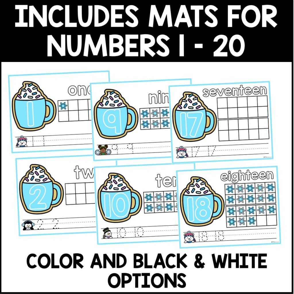 Winter Play Dough Mats Numbers 1 - 20 - Miss Kindergarten