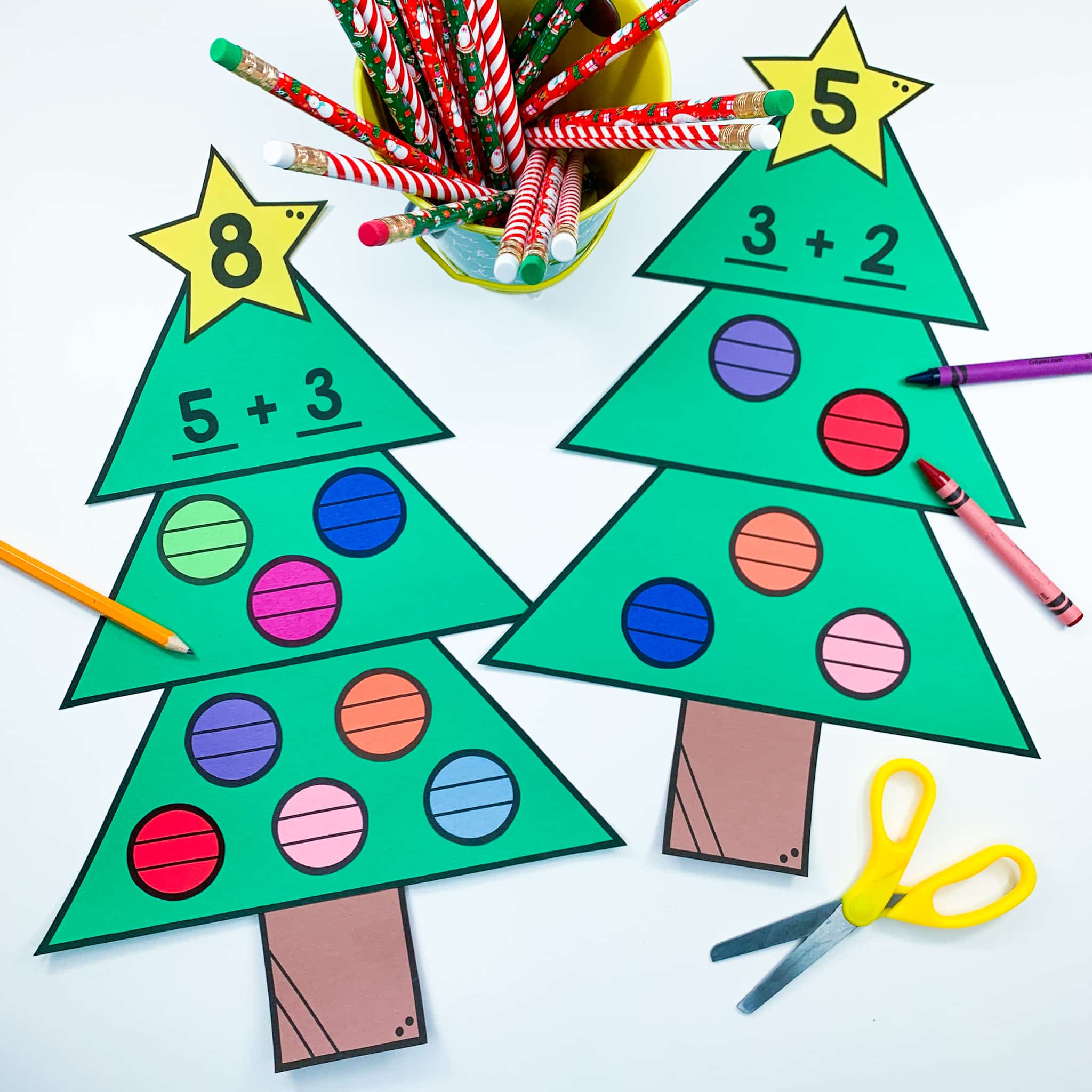 Christmas Tree Addition Craft - Miss Kindergarten
