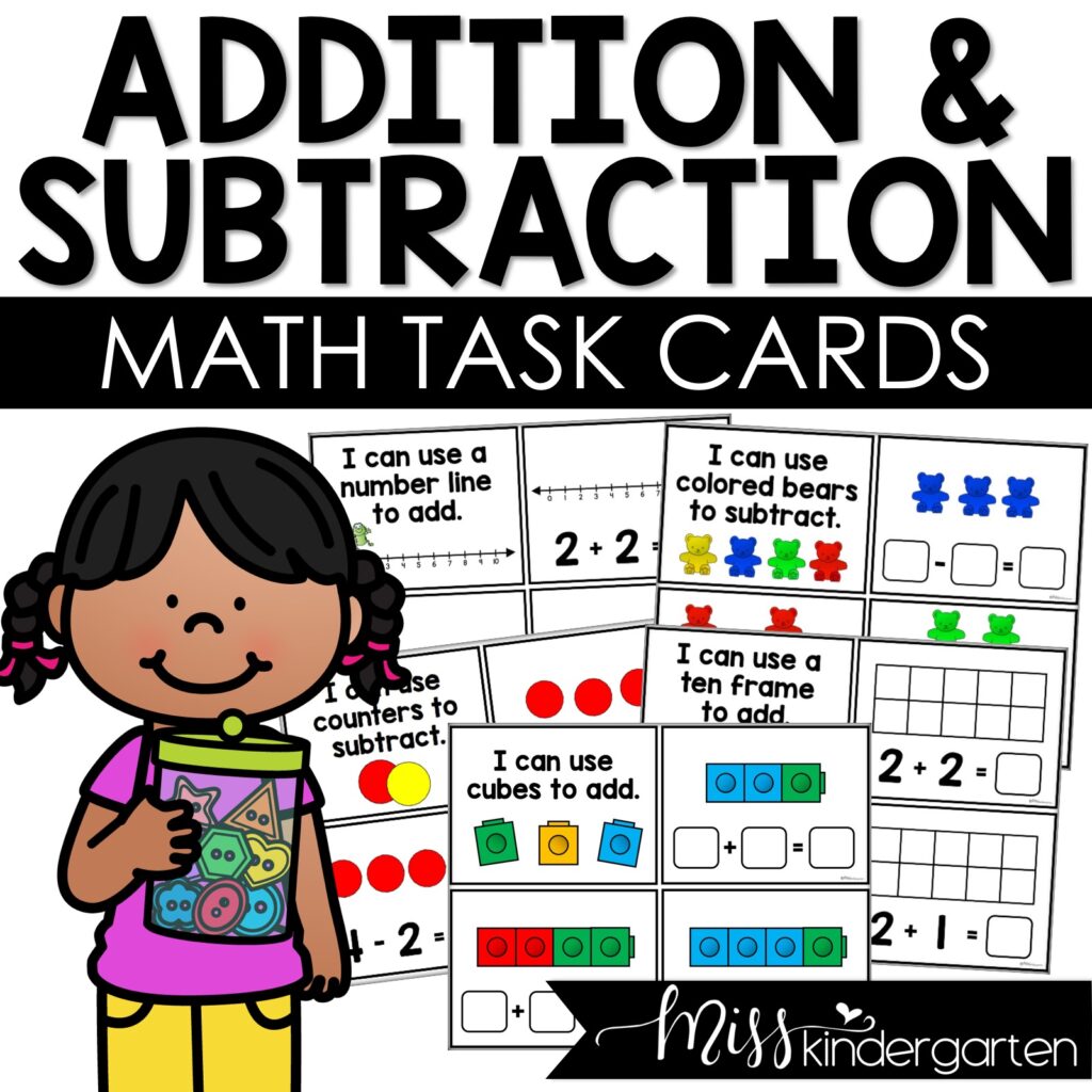 Addition and Subtraction Task Cards - Miss Kindergarten