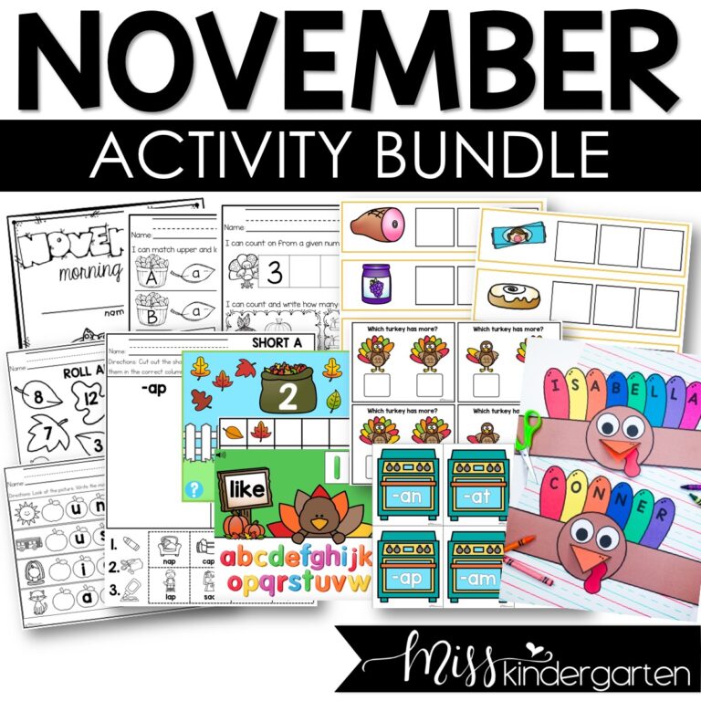 November Activity Bundle - Miss Kindergarten