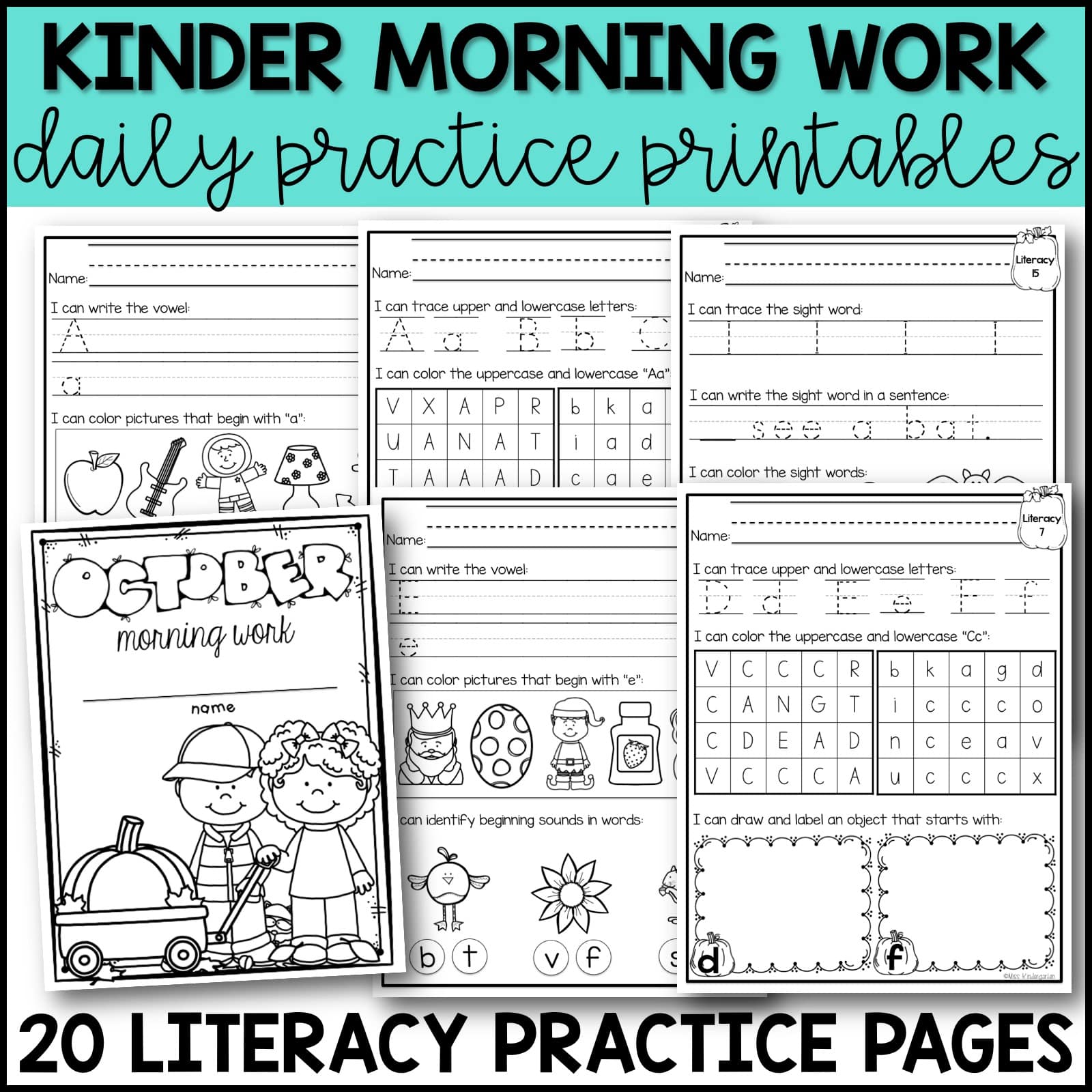 October Morning Work for Kindergarten - Miss Kindergarten