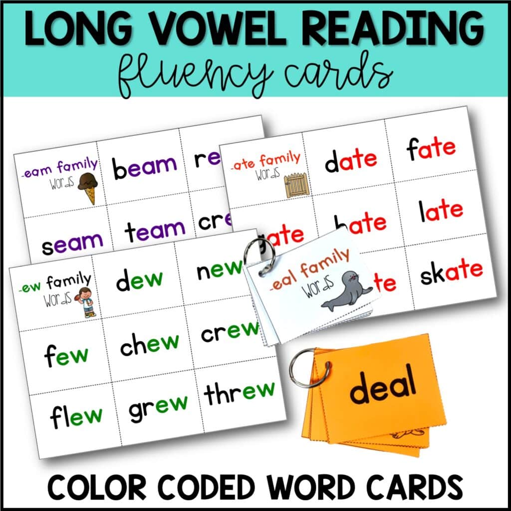 Reading Fluency Practice Roll and Read Long Vowel Word Families - Miss ...