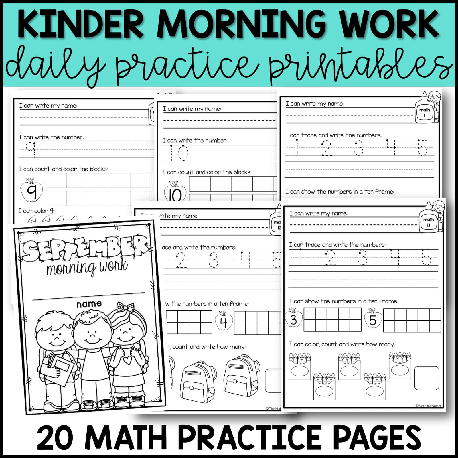 September Morning Work for Kindergarten - Miss Kindergarten
