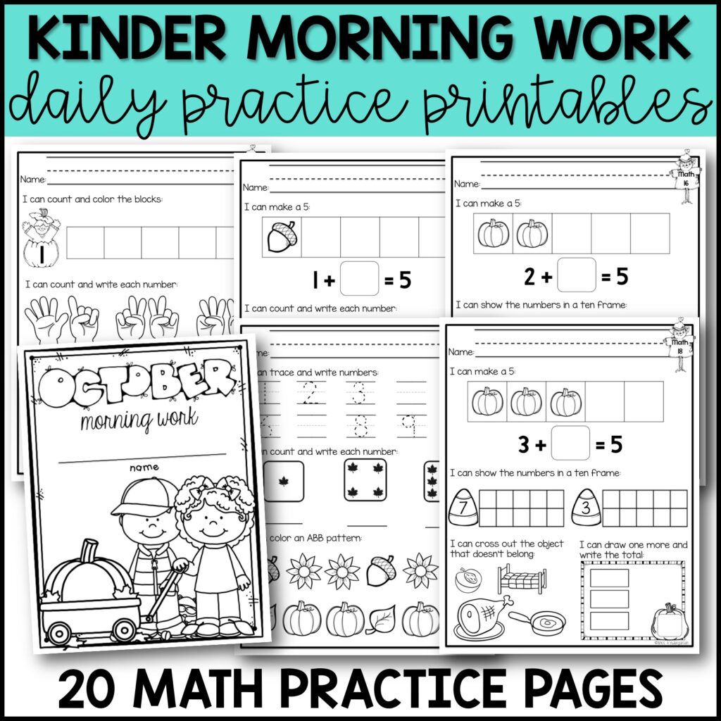October Morning Work for Kindergarten - Miss Kindergarten