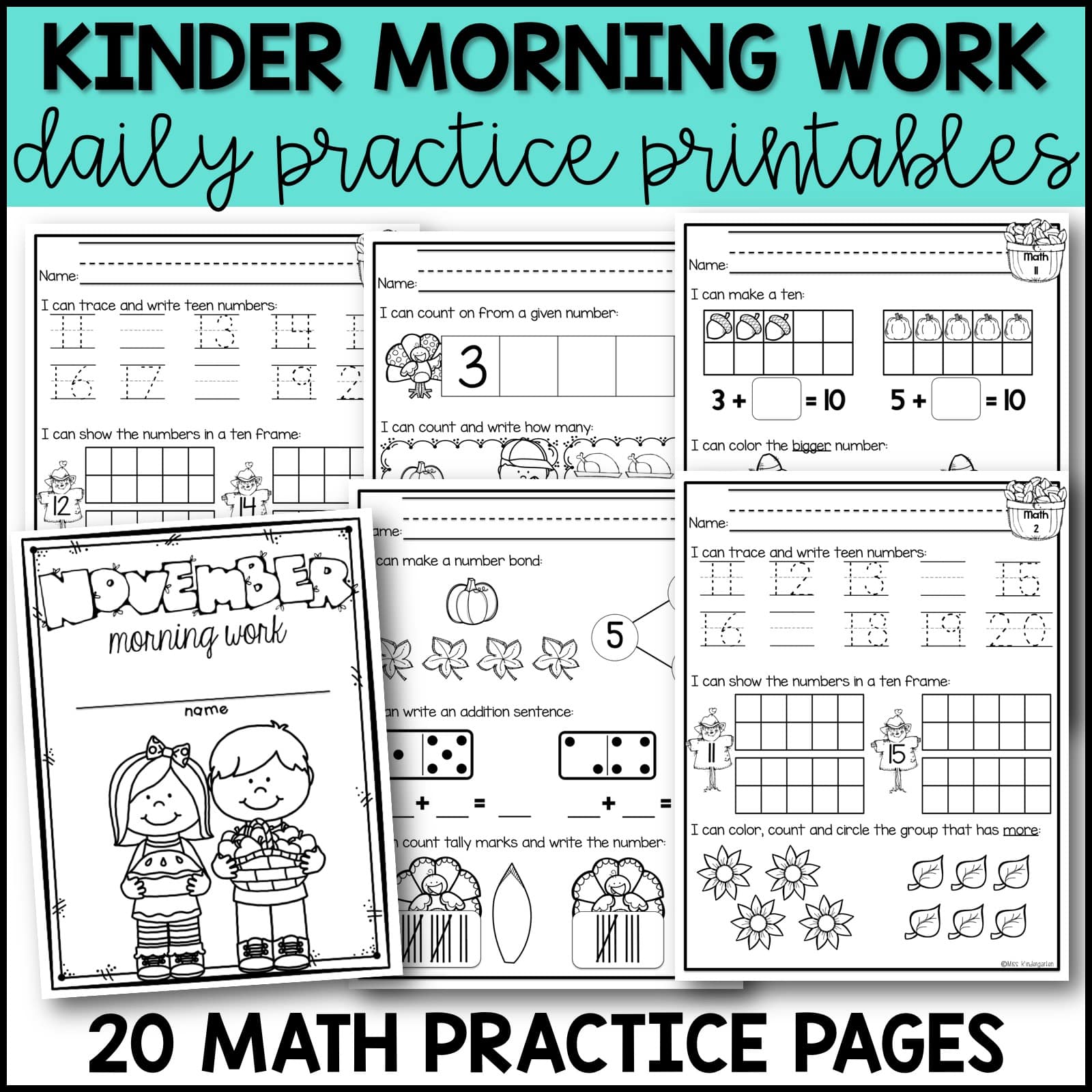 November Morning Work for Kindergarten - Miss Kindergarten