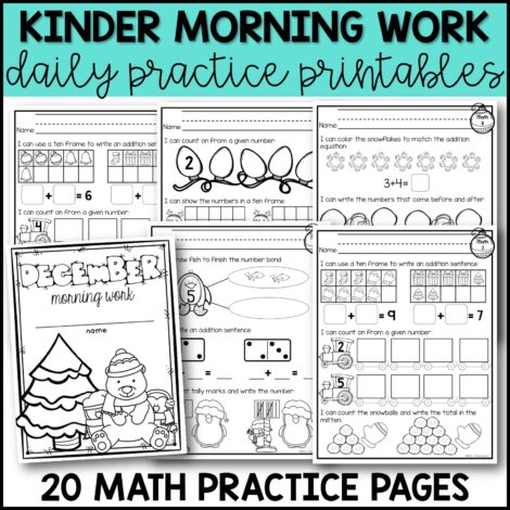 December Morning Work for Kindergarten - Miss Kindergarten