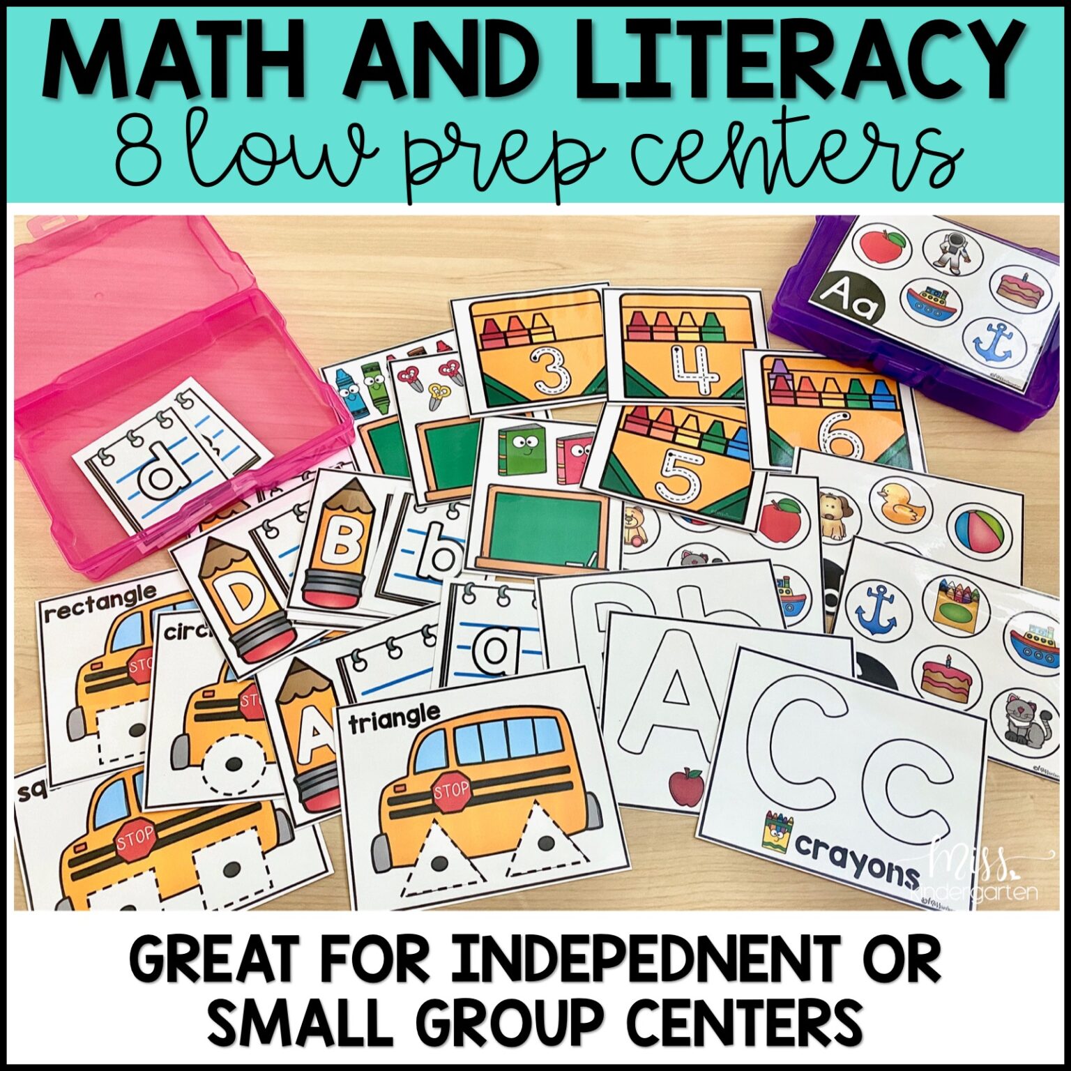 Low Prep Back to School Math and Literacy Centers - Miss Kindergarten