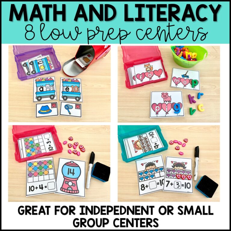 February Low Prep Kindergarten Centers Math and Literacy Centers - Miss ...