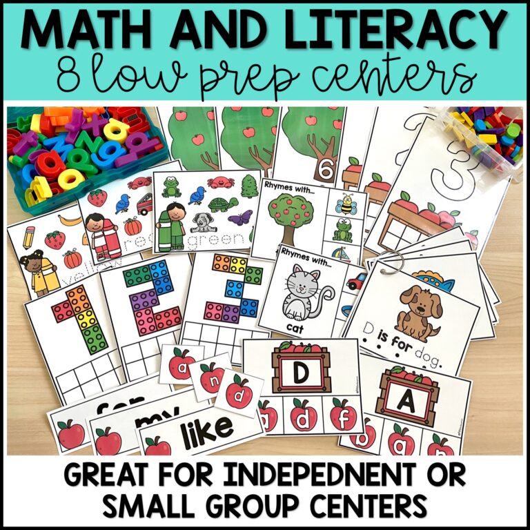 Beginning of the Year Math for Kindergarten Low Prep Centers - Miss ...
